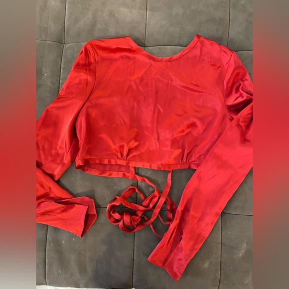 Zara | Tops | Zara Studio Limited Edition Red Satin Crop Top | Poshmark